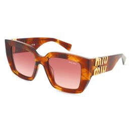 Miu Miu 0MU B05S | Damen-Sonnenbrille | Fassung: Vollrand, Quadratisch, Acetat, Havanna | Glasfarbe: Pink Verlaufend