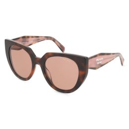 Prada 0PR 14WS | Damen-Sonnenbrille | Fassung: Vollrand, Cat Eye, Acetat, Braun Orange | Glasfarbe: Braun