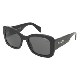 Prada 0PR A08S | Damen-Sonnenbrille | Fassung: Vollrand, Oval, Acetat, Schwarz | Glasfarbe: Grau