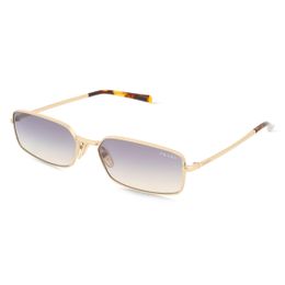 Prada 0PR A60S | Damen-Sonnenbrille | Fassung: Vollrand, Eckig, Metall, Gold Hell | Glasfarbe: Blau Spiegel Silber