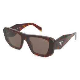 Prada 0PR B18S | Damen-Sonnenbrille | Fassung: Vollrand, Quadratisch, Acetat, Braun Orange | Glasfarbe: Braun