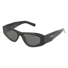 Prada 0PR B19S | Herren-Sonnenbrille | Fassung: Vollrand, Pilot, Acetat, Schwarz | Glasfarbe: Grau