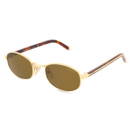Prada 0PR B53S | Damen-Sonnenbrille | Fassung: Vollrand, Oval, Metall, Gold | Glasfarbe: Braun
