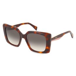 Liu Jo LJ819S | Damen-Sonnenbrille | Fassung: Vollrand, Quadratisch, Acetat, Havanna | Glasfarbe: Gr&uuml;n Verlaufend