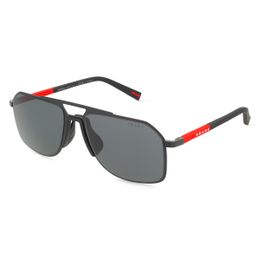 Prada Linea Rossa Sunglasses Prada Linea Rossa 0PS B51S | Herren-Sonnenbrille | Fassung: Vollrand, Pilot, Metall, Schwarz Matt | Glasfarbe: Grau
