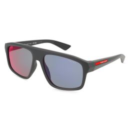 Prada Linea Rossa Sunglasses Prada Linea Rossa 0PS B02S | Herren-Sonnenbrille | Fassung: Vollrand, Quadratisch, Kunststoff, Schwarz Matt | Glasfarbe: Grau Spiegel Blau