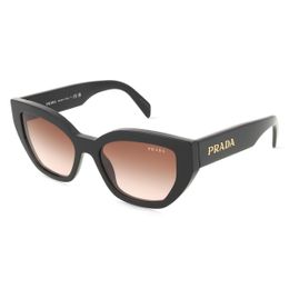 Prada 0PR A09S | Damen-Sonnenbrille | Fassung: Vollrand, Butterfly, Acetat, Schwarz | Glasfarbe: Braun Verlaufend