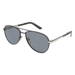 Prada 0PR A54S | Herren-Sonnenbrille | Fassung: Vollrand, Pilot, Metall, Schwarz Matt | Glasfarbe: Grau Verlaufend