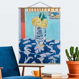 Bilderwelten Stoffbild mit Posterleisten Henri Matisse - Vase mit Kuckucksblumen auf blau-rosa Tischdecke