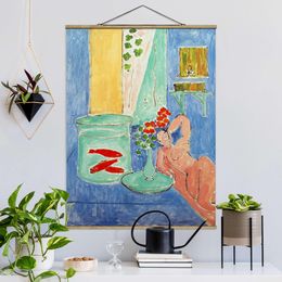 Stoffbild mit Posterleisten Henri Matisse - Goldfische und Skulptur
