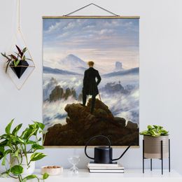 Bilderwelten Stoffbild mit Posterleisten Caspar David Friedrich - Der Wanderer &uuml;ber dem Nebelmeer