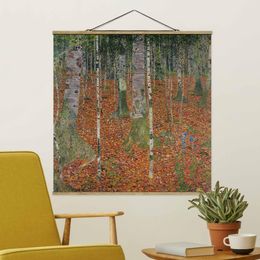 Bilderwelten Stoffbild mit Posterleisten Gustav Klimt - Birkenwald