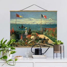 Stoffbild mit Posterleisten Claude Monet - Die Terrasse von Sainte-Adresse