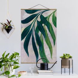 Bilderwelten Stoffbild mit Posterleisten Bl&auml;tter in Gouache