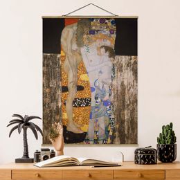Stoffbild mit Posterleisten Gustav Klimt - Die drei Lebensalter der Frau