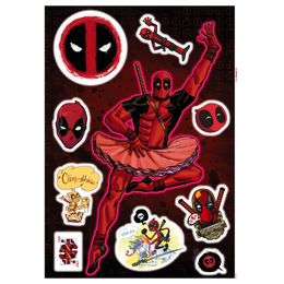 Bilderwelten Wandtattoo Illustration selbstklebend Wandaufkleber - Deadpool Derppool - Wandsticker Kinderzimmer Baby M&auml;dchen Jungen