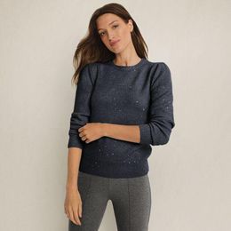LANDS' END Pullover mit Pailletten, Damen,  Blau, Polyacryl/Polyester-Mischung, by Lands' End