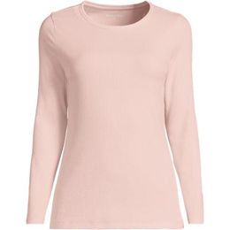LANDS' END Langarmshirt aus mikrofeinem Baumwollripp, Damen,  Pink, Baumwolle/Elasthan, by Lands' End
