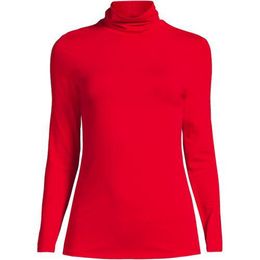 LANDS' END Rollkragenshirt aus Baumwoll/Modalmix, Damen,  Rot, Baumwolle/Elasthan/Baumwolle Modal, by Lands' End