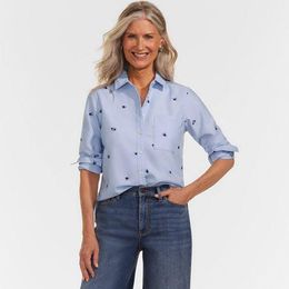 LANDS' END Verk&uuml;rzte Oxfordbluse, Damen,  Blau, Baumwolle, by Lands' End