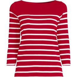 LANDS' END Gestreiftes Baumwollshirt mit 3/4-&Auml;rmeln, Damen,  Rot, Baumwolle, by Lands' End