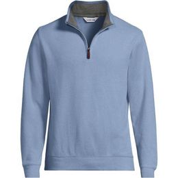 LANDS' END Rei&szlig;verschluss-Pullover aus Bedford-Ripp, Herren,  Blau, Baumwolle, by Lands' End