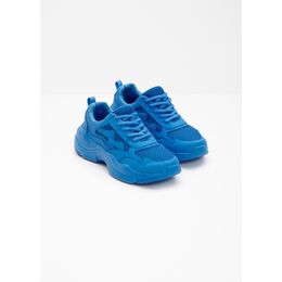 bonprix Chunky Sneaker mit Mesh-Einsatz, blau, Gr.39, Sportlicher Chunky Sneaker mit Materialmix, aus Vegan