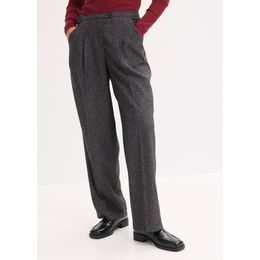 bonprix Marlenehose aus softem Viskose-Mix, grau, Gr.46, Hose in lockerer Passform mit Faltendetails, seitlichen Eingrifftaschen sowie Haken-, Riegel- und Rei&szlig;verschluss, aus Viskose