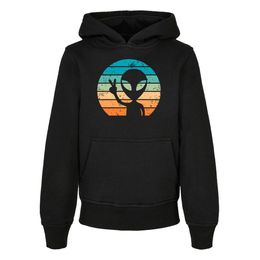 F4NT4STIC Sweatshirt 'Alien Peace Sign Sunset Design' Jungen Gr&ouml;&szlig;e 134/140 gr&uuml;n / petrol / orange / schwarz