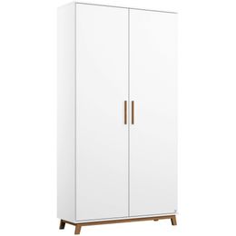 Dreht&uuml;renschrank Rauch "Kleiderschrank Schrank Garderobe W&auml;scheschrank Schlafzimmer CARLSSON", wei&szlig; (wei&szlig;, eiche massiv), B:92cm H:203cm T:53cm, Holzwerkstoff, Massivholz, Schr&auml;nke, Dreht&uuml;renschrank
