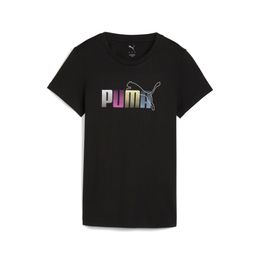 T-Shirt Puma "GRAPHIC STACKED TEE", Damen, Gr. S, Puma schwarz, Jersey, Obermaterial: 100% Baumwolle, bedruckt, regular fit normal, Rundhals, Shirts T-Shirt, Regular Fit, Rundhalsausschnitt, mit kreativem Print, Kurzarm