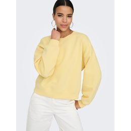 Sweatshirt Only "ONLBEST L/S CREW NECK SWT NOOS", Damen, Gr. L, lemon meringue, Sweatware, Obermaterial: 65% Polyester, 35% Baumwolle, unifarben, regular fit normal, Rundhals, Rippb&uuml;ndchen, Sweatshirts Sweatshirt
