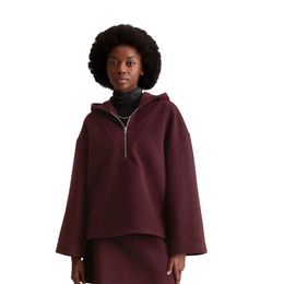 Marc O'Polo Wolljacke MARC O'POLO DENIM "aus Boiled Wool", Damen, Gr. S, schwarz maroon, Obermaterial: 50% Wolle (Schafwolle), 50% Polyester, unifarben, loose fit, Jacken