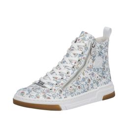 Sneaker Rieker, Damen, Gr. 42, wei&szlig; multicolor, Lederimitat, gebl&uuml;mt, Schuhe Sneaker, High Top-Sneaker, Freizeitschuh, Schn&uuml;rschuh mit Plateausohle