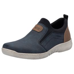 Slip-On Sneaker Rieker, Herren, Gr. 44, blau (dunkelblau kombiniert), Lederimitat, Textil, Basic, Schuhe, Freizeitschuh, Halbschuh, Sneaker mit Gummizug, zum Schlupfen