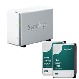 Synology DiskStation DS223J 2 Einsch&uuml;be NAS-Server Leergeh&auml;use + 8 TB Synology Plus (2x 4TB)