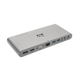 Eaton Tripp Lite Series USB-C Dock, Triple Display - 4K HDMI/DisplayPort, VGA, USB 3.2 Gen 1, USB-A/USB-C Hub, GbE, 100W PD Charging, International Power Kabels