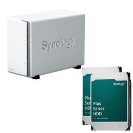 Synology DiskStation DS223J 2 Einsch&uuml;be NAS-Server Leergeh&auml;use + 2x Synology Plus 3.5" SATA 6Gb/s Festplatte 12 TB (24TB)