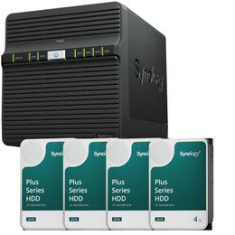 Synology DiskStation DS423 4 Einsch&uuml;be NAS-Server Leergeh&auml;use + 4x Synology Plus 3.5" SATA 6Gb/s Festplatte 4 TB (16TB)
