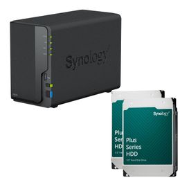 Synology DiskStation DS223 2 Einsch&uuml;be NAS-Server Leergeh&auml;use + 2x Synology Plus 3.5" SATA 6Gb/s Festplatte 12 TB (24TB)