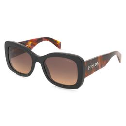 Prada 0PR A08S | Damen-Sonnenbrille | Fassung: Vollrand, Oval, Acetat, Braun | Glasfarbe: Braun Verlaufend