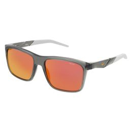 Nike NKIO0103X RADEON BYTE | Herren-Sonnenbrille | Fassung: Vollrand, Eckig, Kunststoff, Grau | Glasfarbe: Grau Spiegel Orange