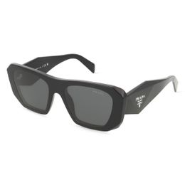 Prada 0PR B18S | Damen-Sonnenbrille | Fassung: Vollrand, Quadratisch, Acetat, Schwarz | Glasfarbe: Grau