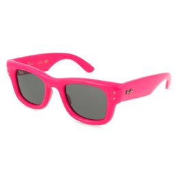 Ray-Ban 0RB4940 WAYFARER PUFFER | Unisex-Sonnenbrille | Fassung: Vollrand, Quadratisch, Kunststoff, Fuchsia | Glasfarbe: Grau