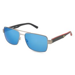 Scuderia Ferrari 0FZ5005 | Herren-Sonnenbrille | Fassung: Vollrand, Eckig, Metall, Gun Matt | Glasfarbe: Blau Spiegel Blau