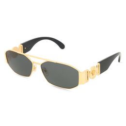 Versace 0VE2287 | Herren-Sonnenbrille | Fassung: Vollrand, Quadratisch, Metall, Gold | Glasfarbe: Grau