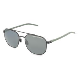 Porsche Design P8988 | Herren-Sonnenbrille | Fassung: Vollrand, Pilot, Metall, Schwarz Gr&uuml;n | Glasfarbe: Blau Spiegel Silber