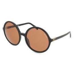 Miu Miu 0MU B02S | Damen-Sonnenbrille | Fassung: Vollrand, Rund, Acetat, Schwarz | Glasfarbe: Braun