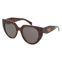 Prada 0PR 14WS | Damen-Sonnenbrille | Fassung: Vollrand, Cat Eye, Acetat, Braun Orange | Glasfarbe: Grau