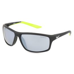 Nike NKIU4633XN ADRENALINE 22 | Unisex-Sonnenbrille | Fassung: Vollrand, Eckig, Kunststoff, Schwarz Silber | Glasfarbe: Grau Spiegel Silber
